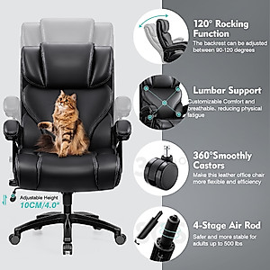 Office Chair, Ergonomic Big and Tall 500lbs Computer Desk Chairs, Heavy Duty Executive Breathable Leather Chair with Adjustable High Back, Lumbar Support Swivel PC Chair
