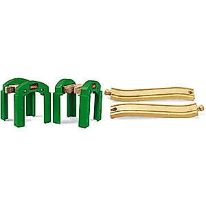 Brio World - 33253 Stacking Track Supports | 2 Piece Toy Train Accessory for Kids Age 3 and Up, Green & BRIO World - 33332 Ascending Tracks | 2 Piece Wooden Train Tracks for Kids Ages 3 and Up