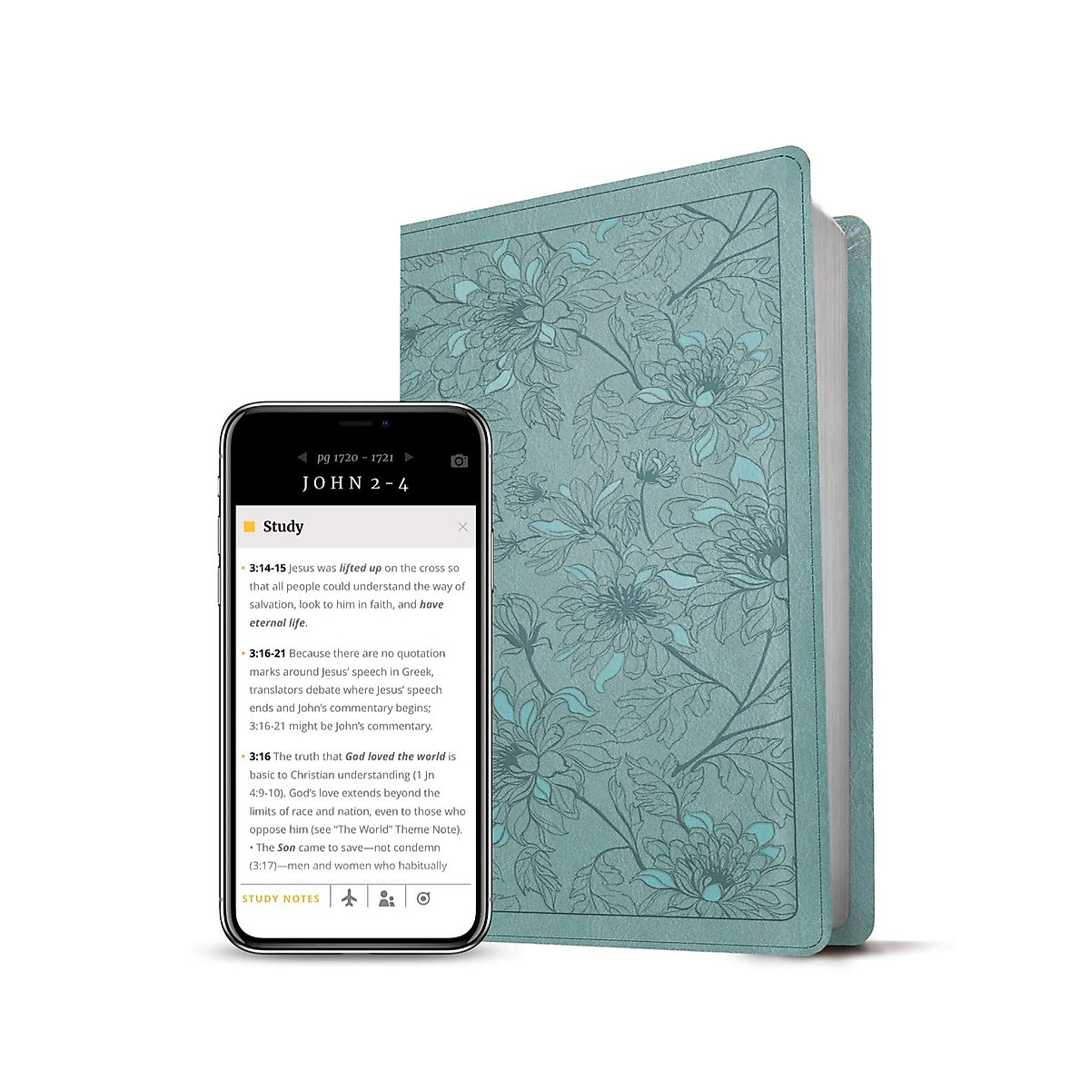 NLT Large Print Thinline Reference Bible, Filament Enabled (LeatherLike, Floral Leaf Teal, Red Letter): Includes Free Access to the Filament Bible App ... Notes, Devotionals, Worship Music, and Video