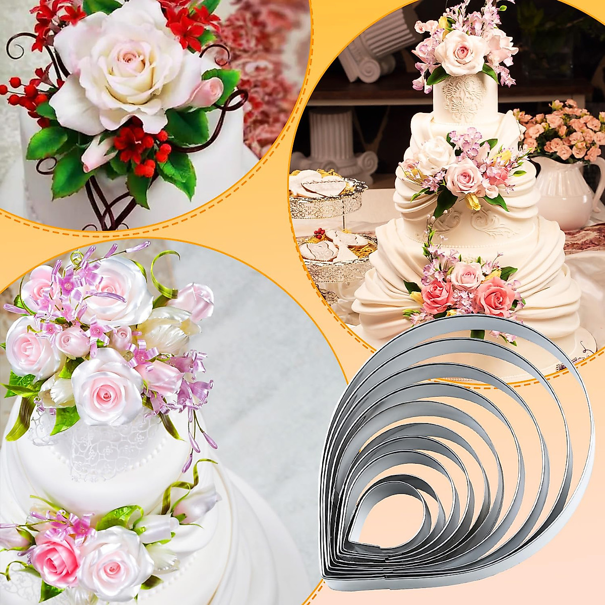 10 pcs Austin Rose Cutter Set Fondant Decor Kit Cake Decorating Gumpaste Flowers