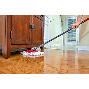 O-Cedar EasyWring Microfiber Spin Mop & Bucket Floor Cleaning System + 2 Extra Refills, Red/Gray