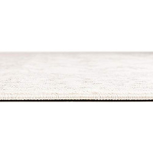 Rugs.com Charlotte Collection Rug – 4 Ft Square Ivory Low-Pile Rug Perfect for Living Rooms, Kitchens, Entryways
