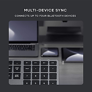 Satechi Slim X3 Bluetooth Backlit Keyboard with Numeric Keypad – Illuminated Keys & Multi-Device Sync – for M2/ M1 MacBook Pro/Air, M2/ M1 iPad Pro/Air, M2 Mac Mini, iMac M1 (Space Gray)
