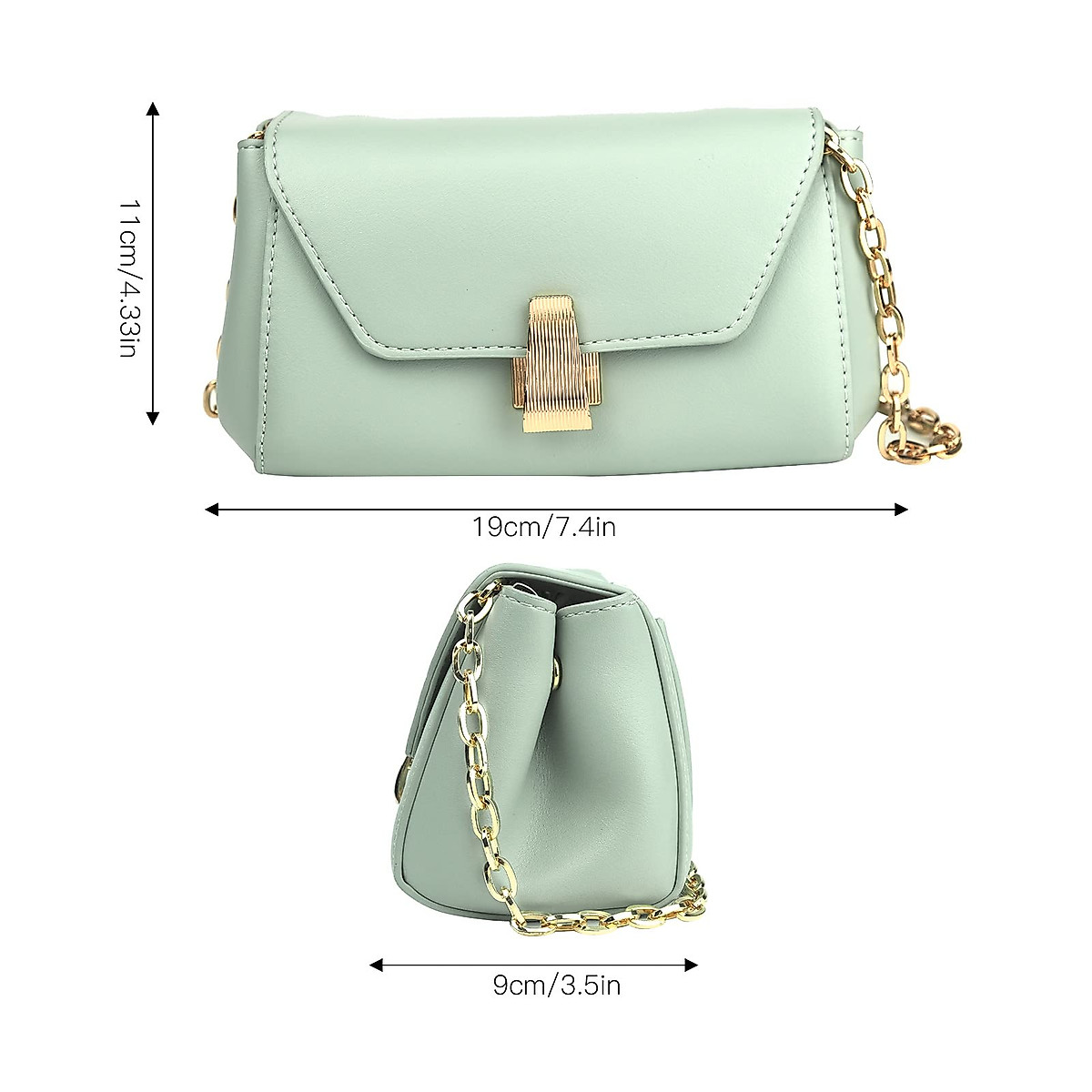 OSGTFY Small Crossbody Purses bags for Women Handbags Shoulder Bag | Zipper Pocket | Metal Strap (green)