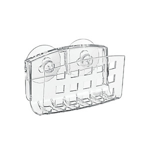 iDesign Plastic Kitchen Sink Suction Holder, Caddy for Soap, Sponges, Scrubbers in Bathroom, Shower Stall, Tub, Laundry Room, 3.75" x 2" x 2" - Clear