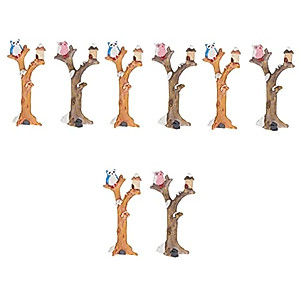 HANABASS 8 pcs Crafts Plant Simulations Bonsai Gardening Figurines Decors Doll Decoration Cartoon Tree Figurine Branch Animals Bird Pots House Decorations Ornaments Potted Mini for