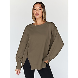 Trendy Queen Womens Oversized Sweatshirts Hoodies Crewneck Shirts Fall Outfits Teen Girls Y2k Winter Clothes Light Coffee L