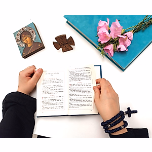 Monastery Vodoca Christian 100-knot Prayer Rope ǀ Smooth Silk Satin Cord (Navy Blue)