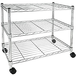 Miibox Heavy Duty 3-Shelf Shelving Unit, 24.02" D x 13.78" W x 21.97" H, 3 Tier, Chrome