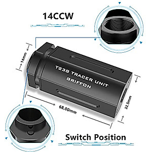 T238 Airsoft Tracer Unit, 14 CCW Thread Tracer Unit with Dynamic Gunfire Tracer for Small Airsoft/Gel Ball Blasters Accessories (Black)