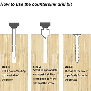 Countersink Drill Bit Set, Aplus HSS Countersink Drill Bit Set Hex Shank HSS Counterbore Reamer Countersink Chamfer Countersink Bit Set 6Pcs 5 Flute 90 ° Meter for Wood 1/4'' 6mm-19 mm