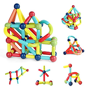 Arthopt Magnetic Blocks Sticks, 88 PCS Large Size Magnetic Building Sticks and Balls, Colors Montessori Toys, STEM Magnetic Building Blocks Gifts for Preschool Toddler Kids Age 3 4 5 6 Year Old