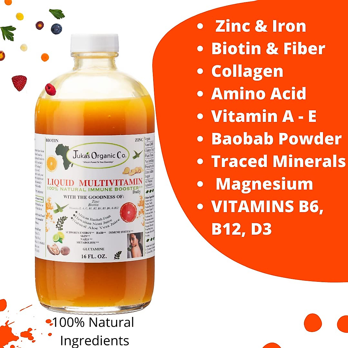 Juka's Organic Co. Liquid Multivitamin Two Sizes (32 Fl Oz (Pack of 1))