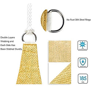 BeQell Sun Shade Sail Outdoor Triangle Shade Canopy UV Block Awning for Patio Garden Backyard Lawn (16.5'x16.5'x16.5', Brown)