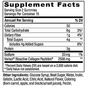 OLLY Collagen Gummy Rings, 2.5g of Clinically Tested Collagen, Boost Skin Elasticity & Reduce Wrinkles, Adult Supplement, Peach Flavor, 30 Count