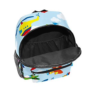 ZXIVGOQFR Schoolbag for Boys Girls Cute Kid's Toddler Backpack Cute Cartoon Airplane Helicopter Pattern Kindergarten Bag