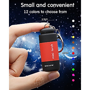 12 Pieces Mini Keychain Flashlight, USB Torch Rechargeable Colorful LED Flashlight High-Powered Keychain Lamp, Multicolor (White Light)