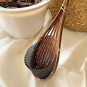 PANWA Handmade 100% Thai Bamboo Woven 4 Inch Hanging Orchid Basket - Set of 3 Multi-Purpose Bird Nest Style Plant Hangers for Gazebo - Indoor/Outdoor Flower Planter (Natural Brown)