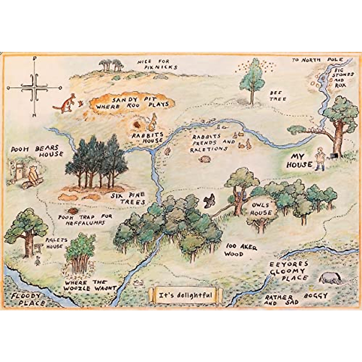 LYCGS 7X5FT 100 Acre Forest Map Backdrop Baby Shower Bear Background One Year Old Birthday Party Backdrop Happy Birthday Bear Home Map Backdrops for Kids X-80