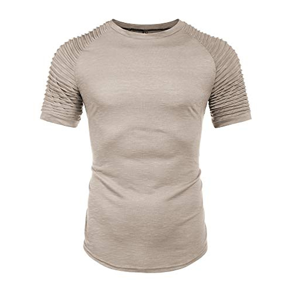 COOFANDY Mens Stylish Gym Tee Fashion Workout Muscle Shirt Khaki M