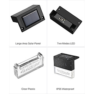 16 Pack Solar Deck Lights Fence Solar Lights Waterproof LED Solar Step Light, 2 Lighting Modes, Warm White/Color Changing, Outdoor Step Light for Patio, Steps, Pool, Railing, Stairs Decoration