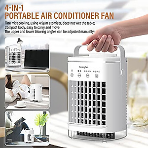 Portable Air Fan, Evaporative Air Cooler with 7 Color Light, Fans that Blow Cold Air, Personal Air Conditioner Fan for Room Office Table