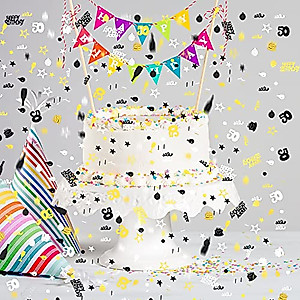 3000 Pieces Happy Birthday Confetti Number 50 Confetti Birthday Cake Confetti Table Scatter Confetti, Black Gold Silver Party Decorations Supplies for Birthday Anniversary (50th Style)