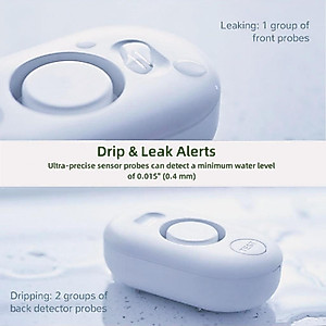 Water Leak Detector Sensor Alarm: Home Water Flooding Monitor Smart Sink Overflow Monitoring Adjustable Wet Moisture Alert Pipe Leakage Drip Detection Warning for Basement Floor