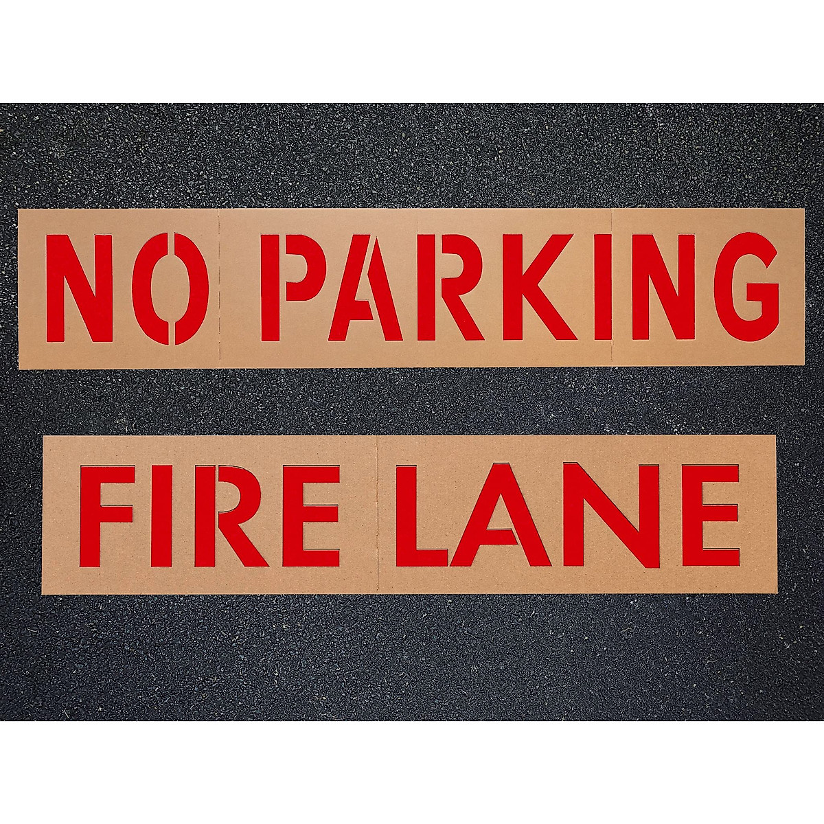 APS 4" FIRE LANE NO PARKING Stencil for Parking Lot | Parking Lot Stencils for Painting | Reusable No Parking Fire Lane Pavement Stencils for Parking Lot Markings | Made in USA w/Recycled Cardboard