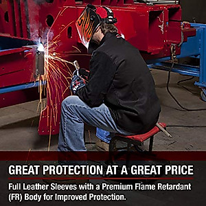 Lincoln Electric unisex adult Traditional Split Leather Sleeved Welding Jacket, ‎black, XX-Large US