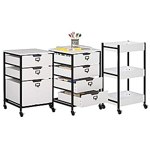 Sew Ready Charcoal/White 27" H 3-Drawer Mobile Storage Organizer Cart for Bathroom, Kitchen, Crafts, Home Office or Laundry Rooms