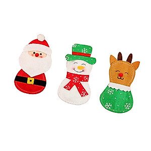 3 Pcs CHRISTMAS Knife Spoon Holder Xmas Fork Bag CHRISTMAS Elements Patterned Silverware Holder Pouch Cutlery Storage Bag for Xmas Party Festival (Without Cutlery)