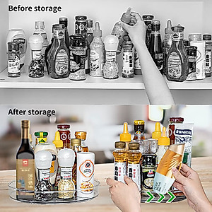 2 Tier Lazy Susan Organizer for Cabinet, 9-Inch Clear Lazy Susan Turntable for Cabinet Organizer, Skincare Organizer , Spice Storage Containers