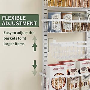 Eastherry Over The Door Organizer，8-Tier Over The Door Pantry Organizer with Adjustable Baskets，Metal Hanging Pantry Organizers and Storage for Kitchen, Back of Door Seasoning Rack (White)