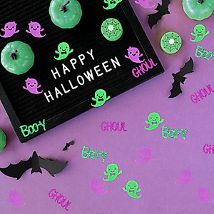 Winnwing 280Pcs Boo-y or Ghoul Halloween Gender Reveal Confetti Glitter Sprinkles Paper Scatter Table Decorations Supplies Team Boy Team Girl He or She Baby Shower Birthday Wedding (Green,Purple)