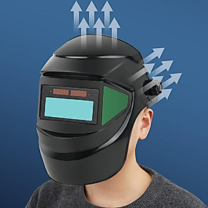 Dolity Large View Solar Powered Auto Darkening Welding Helmet, True Color Highest Wide Shade 49-13 Welder Mask Hood Cap for TIG MIG MMA Plasma, Black