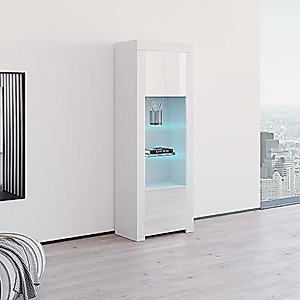MEBLE FURNITURE & RUGS Milano Bookcase Matte Body & High Gloss Fronts (White)