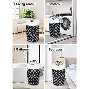 82L Laundry Basket, Laundry Hamper, Hampers for Laundry, Clothes Baskets Collapsible With Handles Waterproof Travel Bathroom College Essentials Storage For College Dorm, Family(Black)
