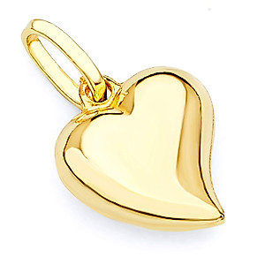 14k REAL Yellow Gold Heart Charm Pendant