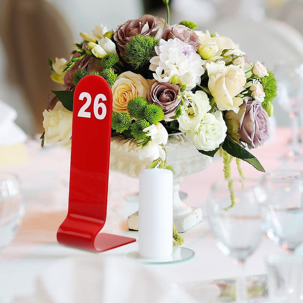 1-30 Table Numbers Restaurant Order Numbers Double Sided Acrylic Reception Number Stands Signs for Wedding Restaurant Seating Cafes Party Banquet (Red)