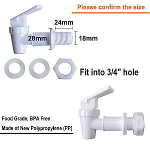 Water Crock Water Tap - Water Bottle Jug Reusable Spigot Spout - Replacement Water Beverage Lever Pour Dispenser Valve - Water Dispenser Cooler Faucet.(Pack of 6 White)