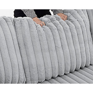 Olodumare 122’’ Oversized Sleeper Sectional Sofa with Pull Out Bed for Living Room, U-Shaped Convertible Couch with Double Chaise Storage for Small Space, Plush Comfy Corduroy Fabric Furniture, Grey