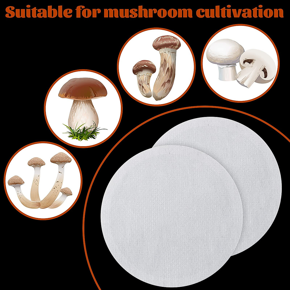 Synthetic Filter Paper Stickers 0.3 μm 84 mm Filter Disc Wide Mouth Filter Paper Stickers Disc Adhesive Filter Patch Sticker for Mushroom Cultivation Wide Mouth Jar Lids Mason Jars(40 Pieces)