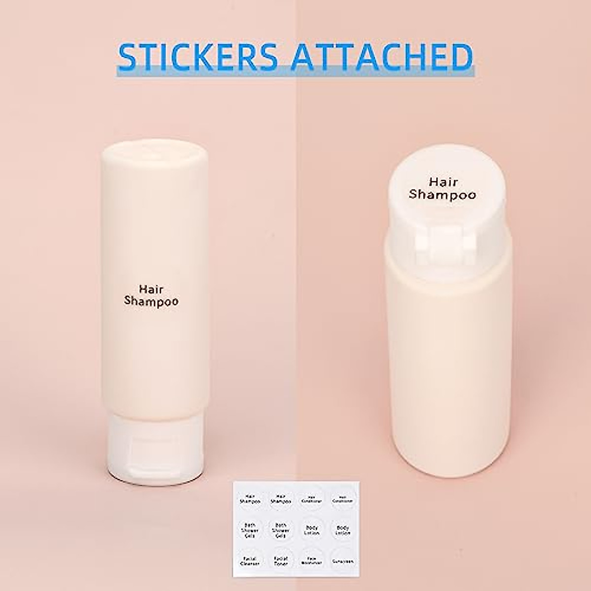 TSA Approved Travel Bottles Set for Toiletries 50ml 1.7oz Squeeze Bottle Travel Size Container Kit Portable Leak Proof Refillable Cosmetic Airplane Essential Shampoo Conditioner Body Lotion Shower Gel