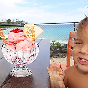 Beautyflier Glass Dessert Bowls Set, 5.6oz Glass Ice Cream Cups Small Trifle Cute Footed Sundae Glasses Dessert Bowl for Dessert, Sundae, Ice Cream, Fruit, Salad, Snack, Cocktail, Condiment, 2Pack