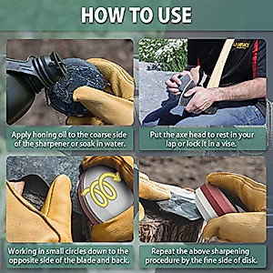NedFoss Axe/Hatchet Sharpening Puck Whetstone Knife Sharpening Stone, Dual Grit Multi-Purpose Sharpener with Sheath