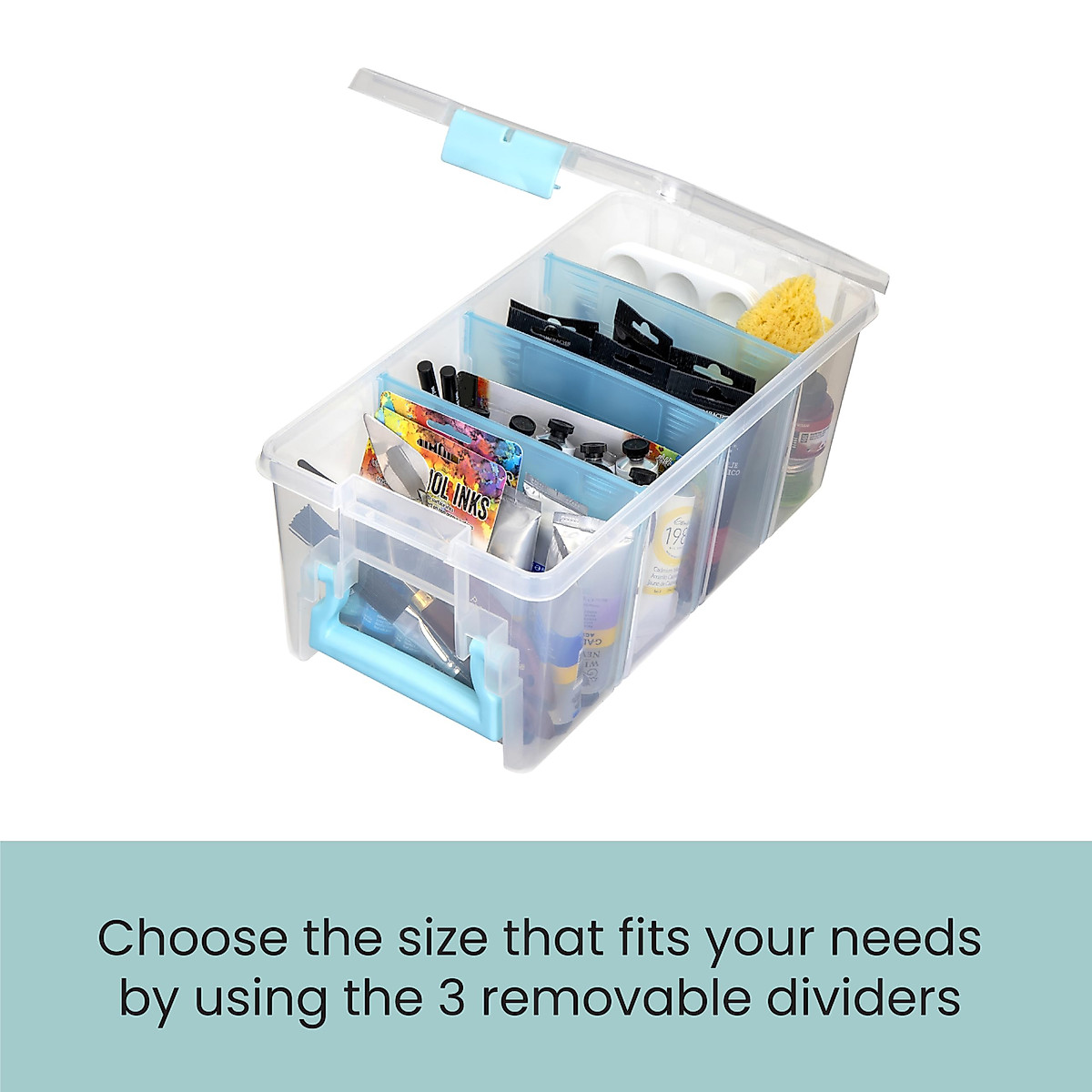 ArtBin Semi Satchel Portable Craft Organizer with 3 Dividers - Clear Plastic Storage Case for Art & Craft Supplies