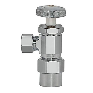 Eastman Multi-Turn Dual Outlet 3-Way Shut-Off Valve, 1/2 Inch CPVC x 3/8 Inch OD Compression, Chrome Plated, 04349LF