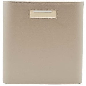Chloe and Cotton Vegan Leather Storage Bin | Living Room Storage Container | Sturdy Basket with Handles | Decorative Bin for Shelves, Bookcases & Cubbies | Beige