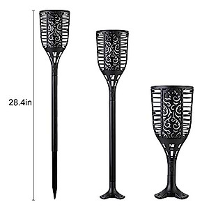 Solar Torch Lights – Weather & Waterproof Tiki Torch Lights – Solar & USB Powered Outdoor Torch Lights – Flickering Flame Torch Lights for Your Patio, Garden, & Walkway - Set of 2 Solar Torches